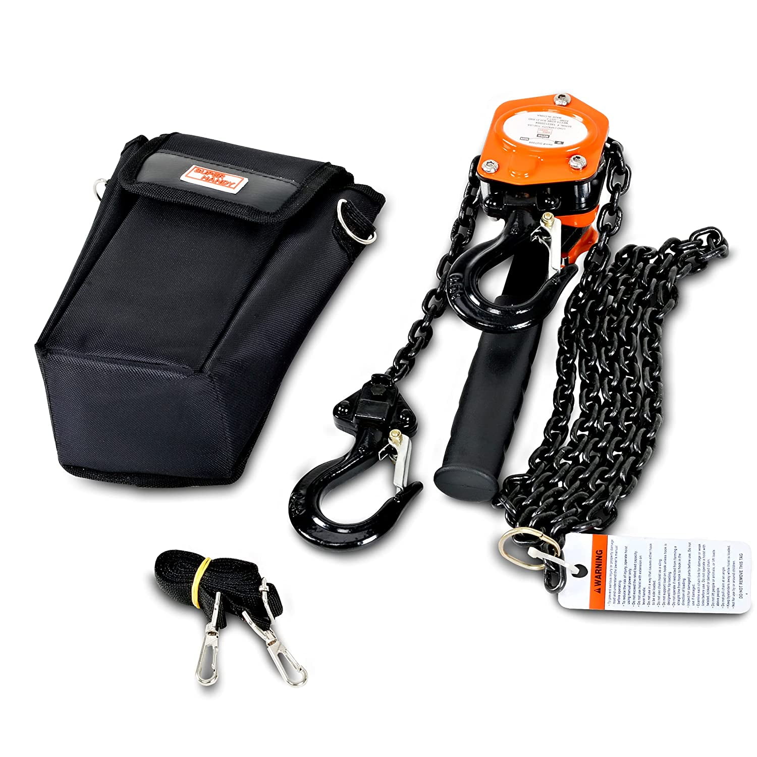 SuperHandy Crank Chain Hoist - 1/2 Ton Capacity, Aluminum Alloy, Dual ...