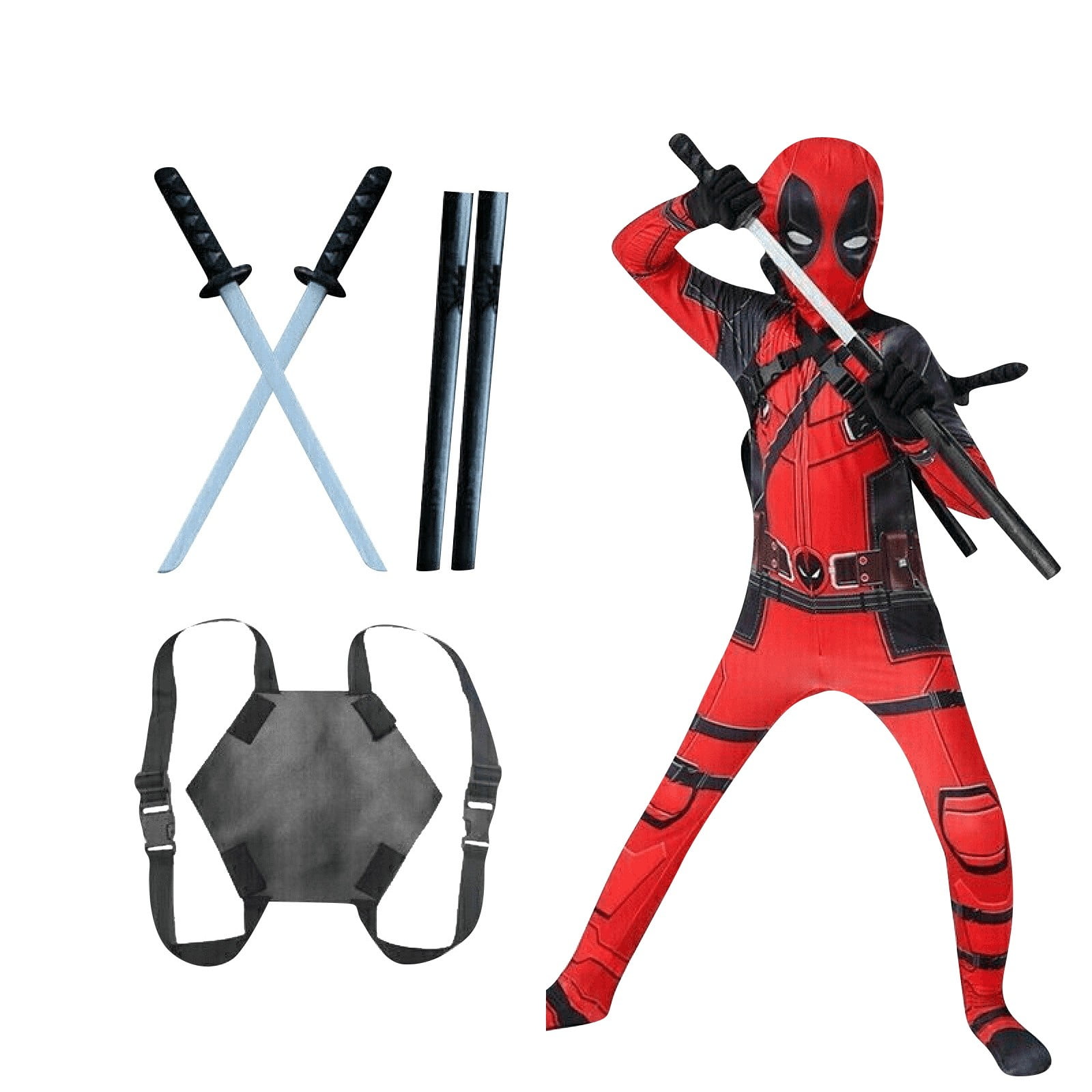 SuperHero Costume Top and Weapon Backpack Kit Tights Stage Performance ...