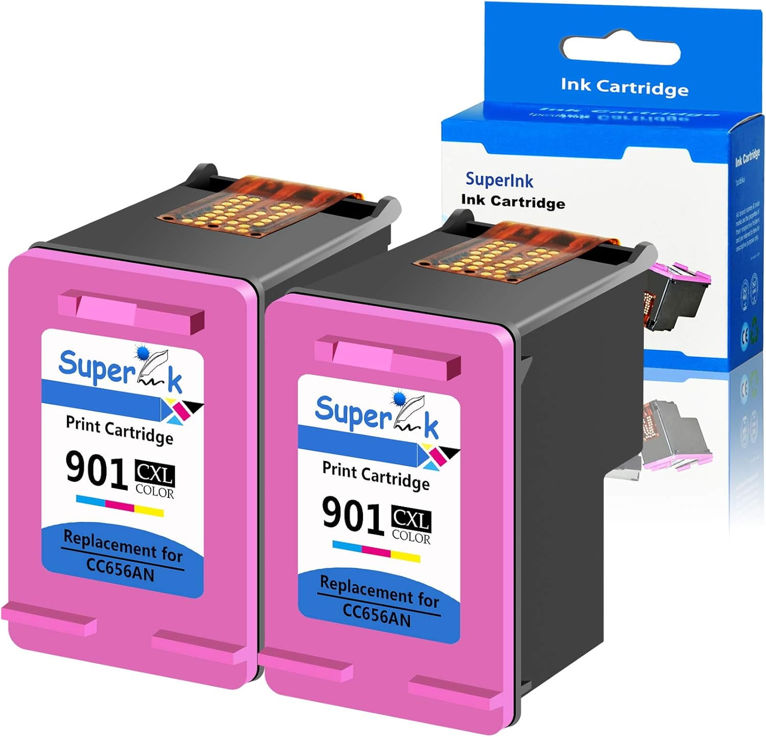 SuperInk 2 PK Remanufatured CC656A High Capacity Ink Compatible for HP ...