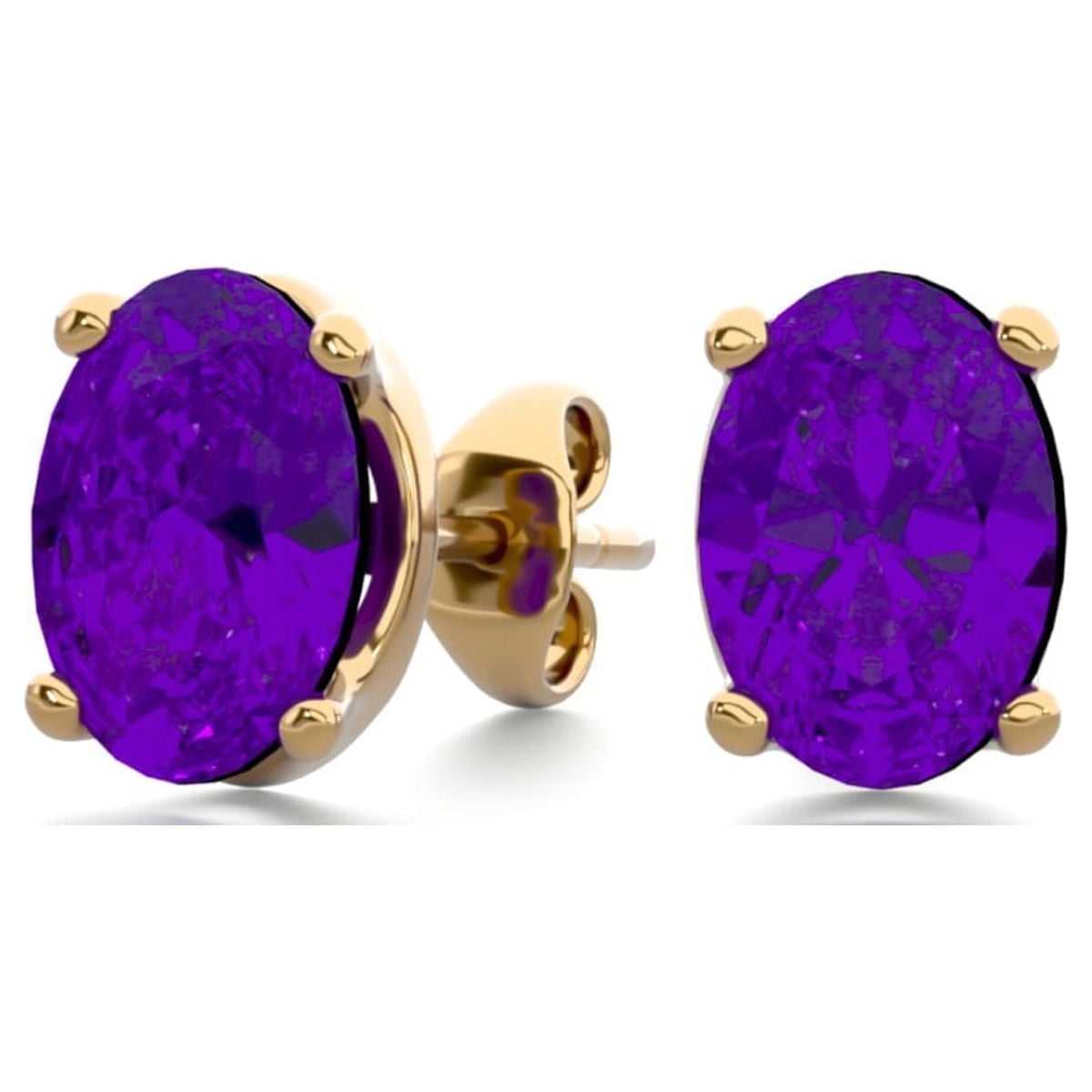 SuperJeweler 1 1/2 Carat Oval Shape Amethyst Stud Earrings in 14K ...