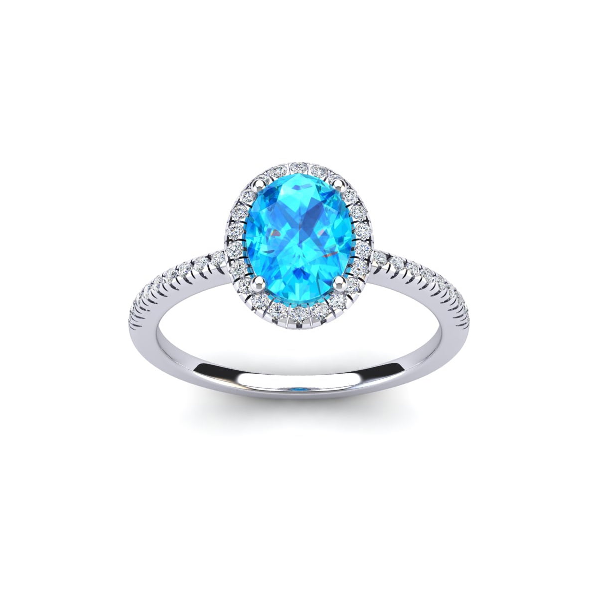 SuperJeweler 1 1/2 Carat Oval Shape Blue Topaz and Halo Diamond Ring In ...