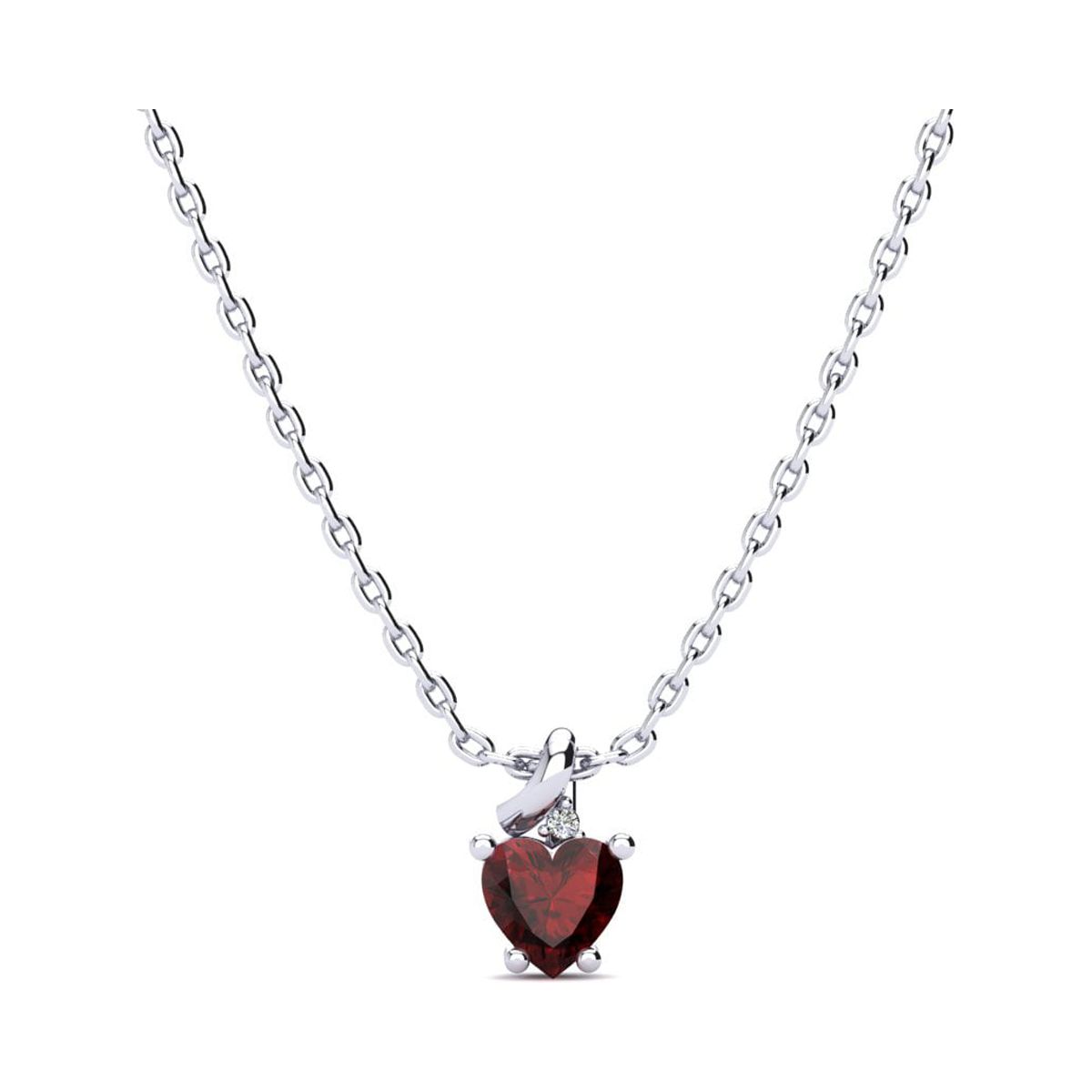 SuperJeweler 1/2 Carat Garnet and Diamond Heart Necklace in 10 Karat ...