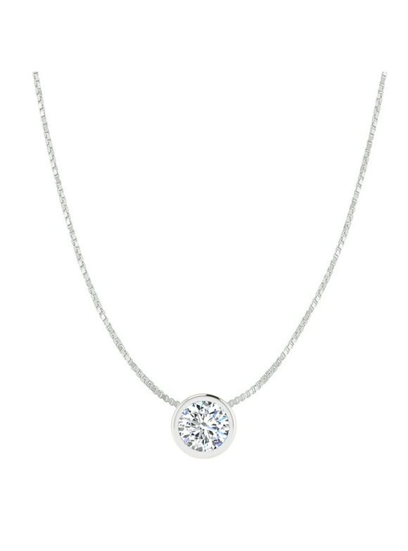 Bezel Set Solitaire Diamond Necklace