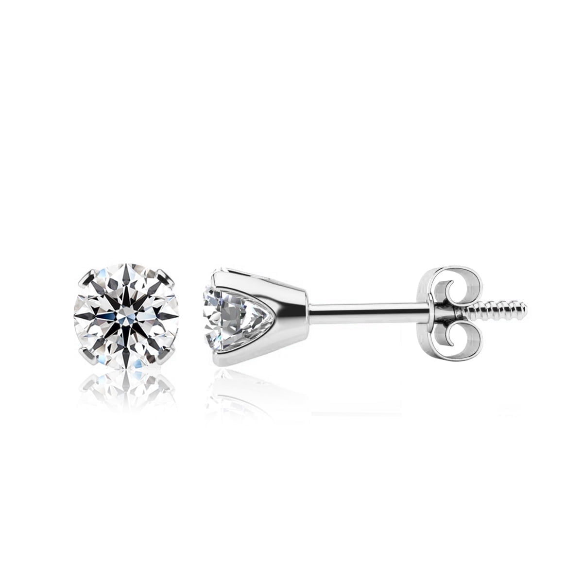 SuperJeweler Fine 1 Carat Lab Grown Diamond Stud Earrings in 14K White ...