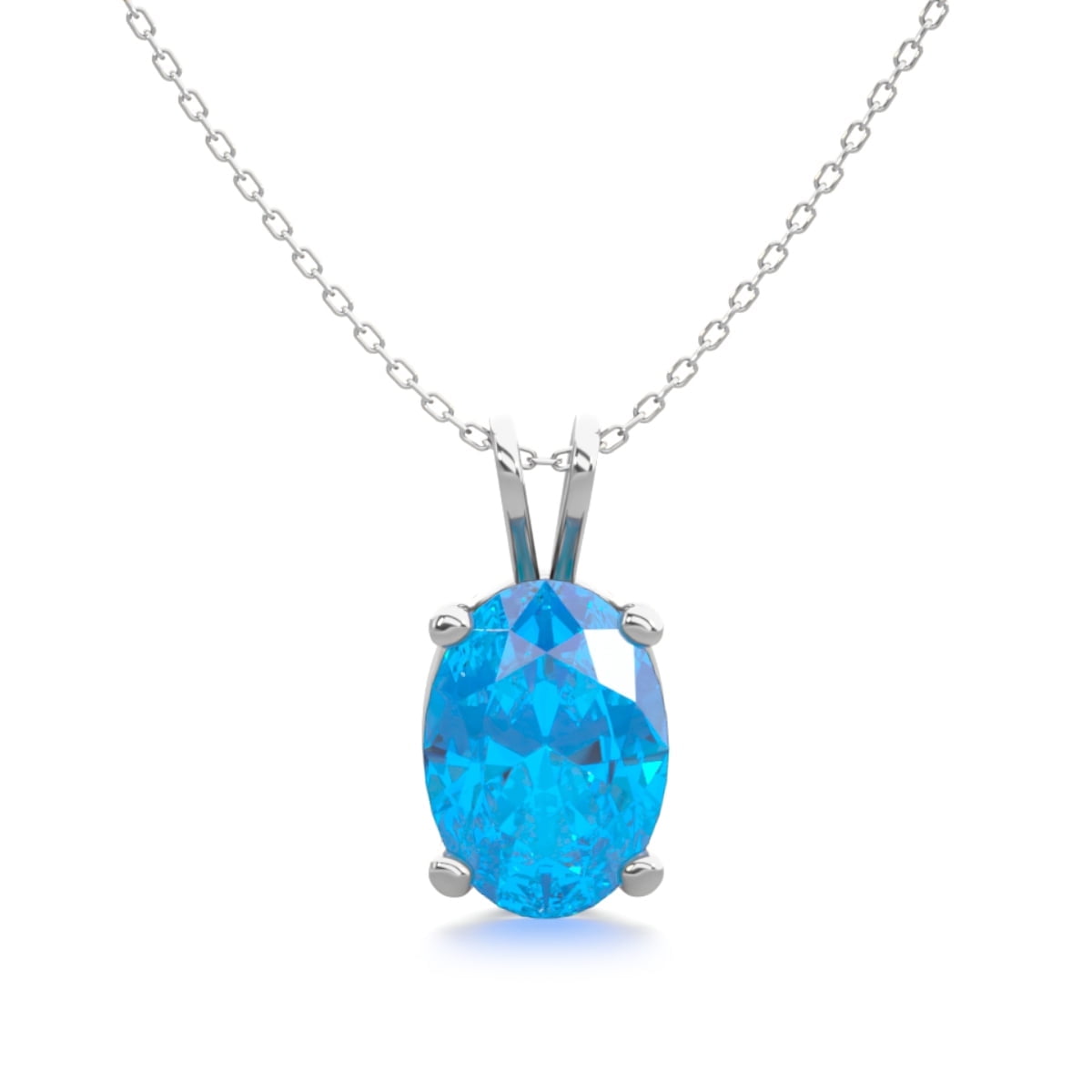 SuperJeweler 1 Carat Oval Shape Blue Topaz Necklace In Sterling Silver ...