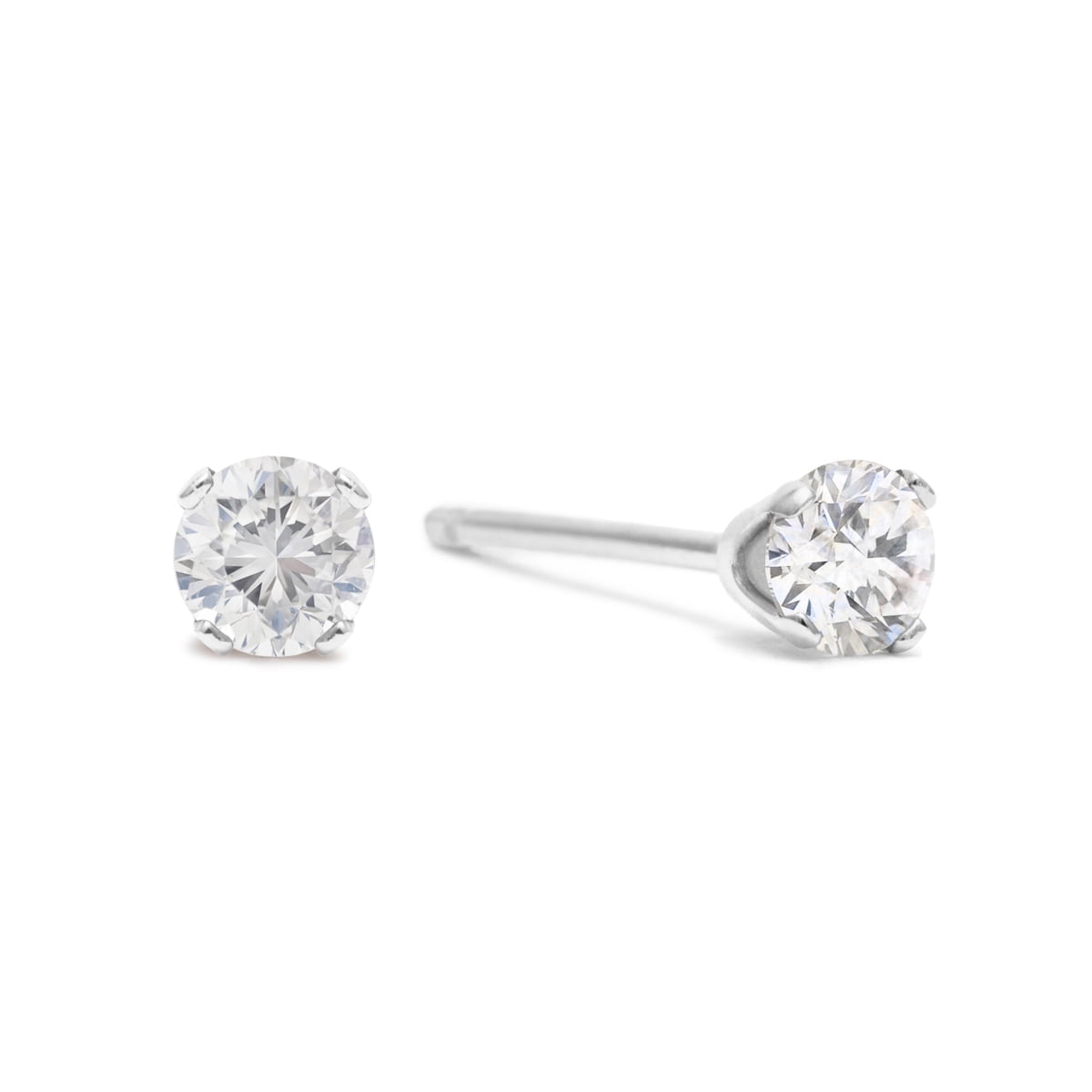 SuperJeweler 10 Point Diamond Stud Earrings In Sterling Silver For ...