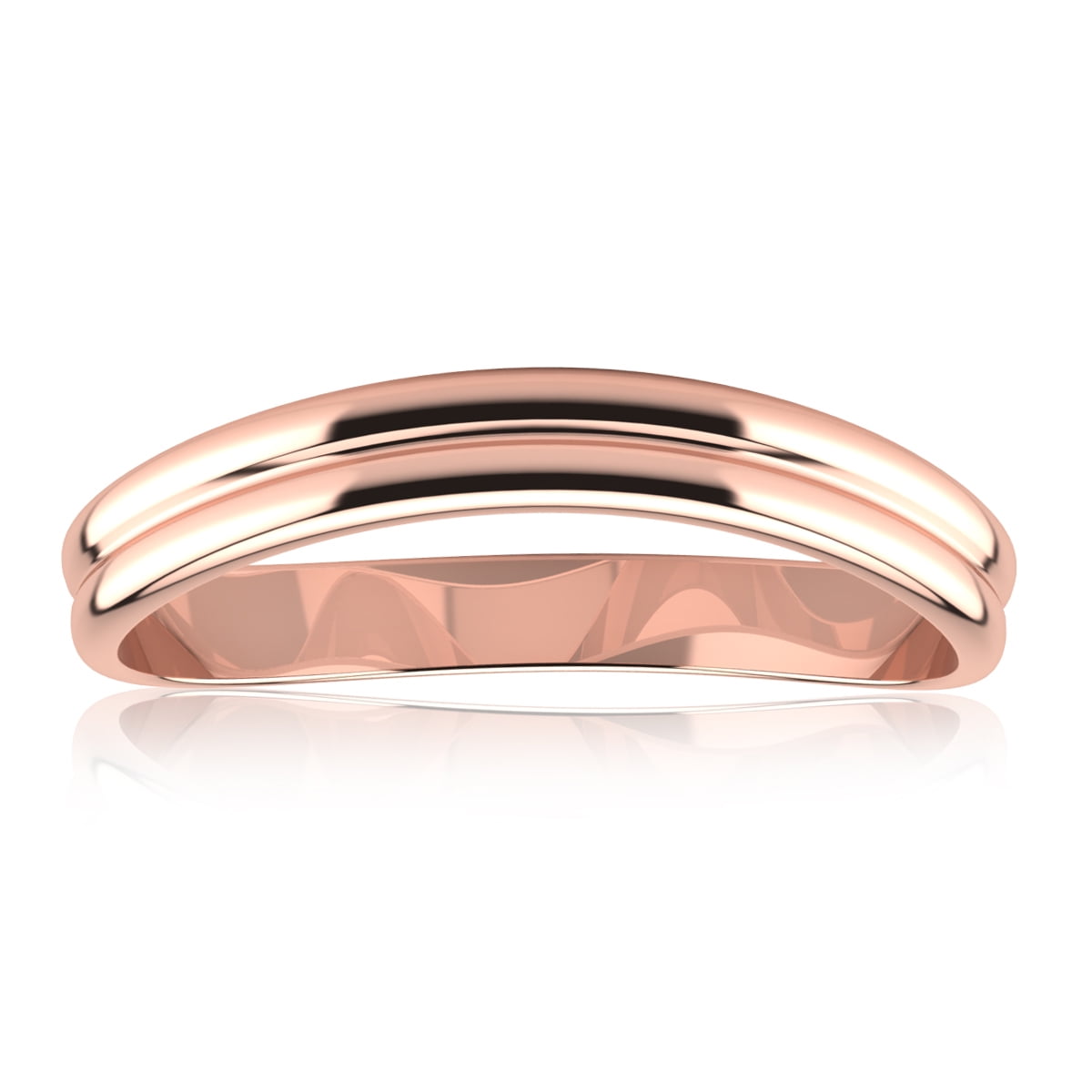 SuperJeweler 10K Rose Gold 3MM Comfort Fit Curved Double Wave Thumb ...