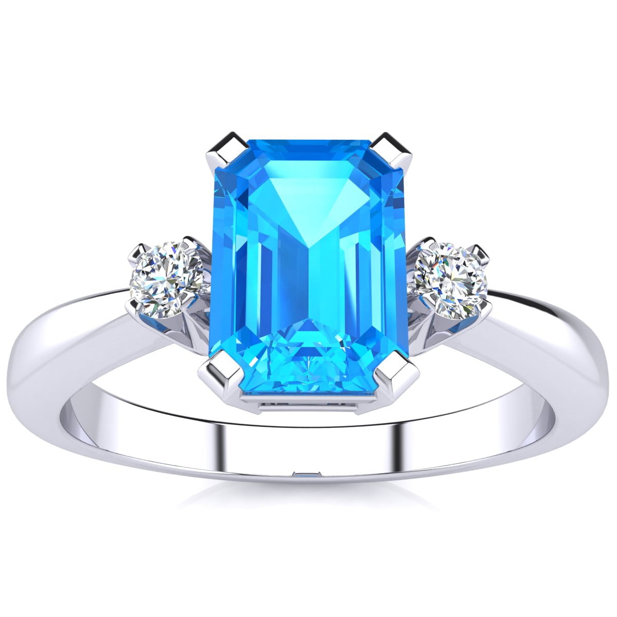 SuperJeweler 2 1/2 Carat Octagon Shape Blue Topaz and Diamond Ring In ...