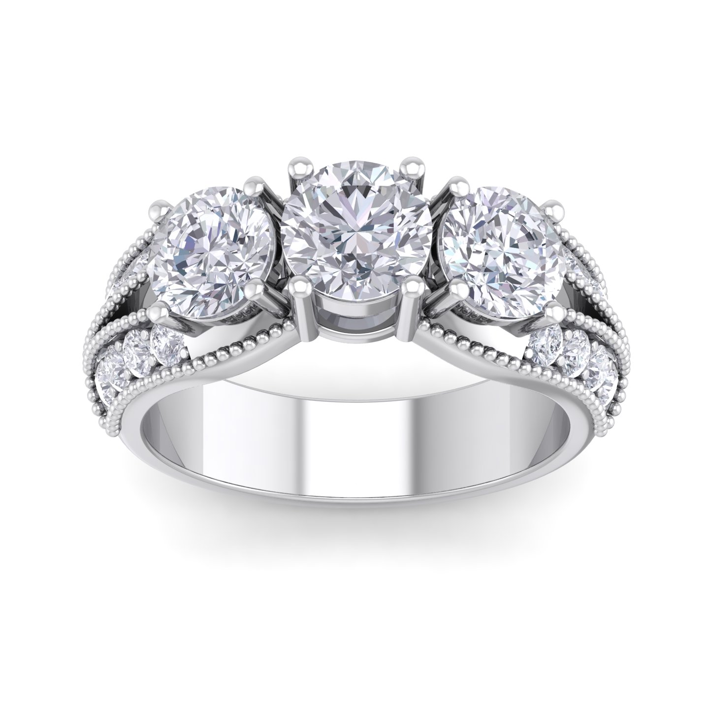 SuperJeweler 3 Carat Lab Grown Diamond Three Stone Engagement Ring In ...