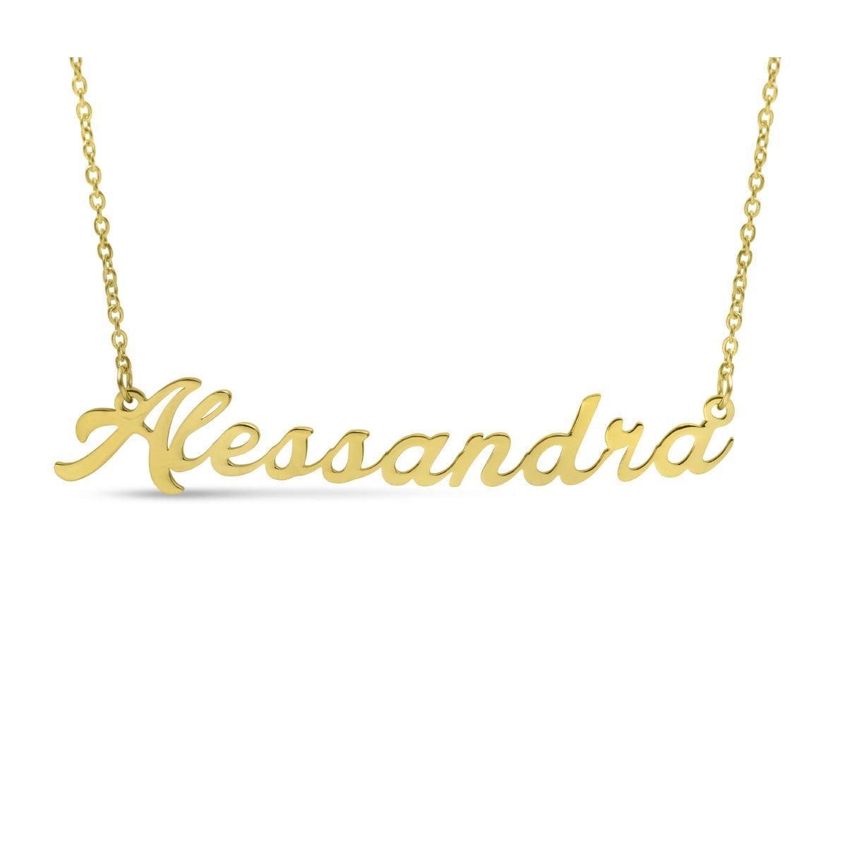 SuperJeweler Alessandra Nameplate Necklace in Gold 16 inches All Names ...