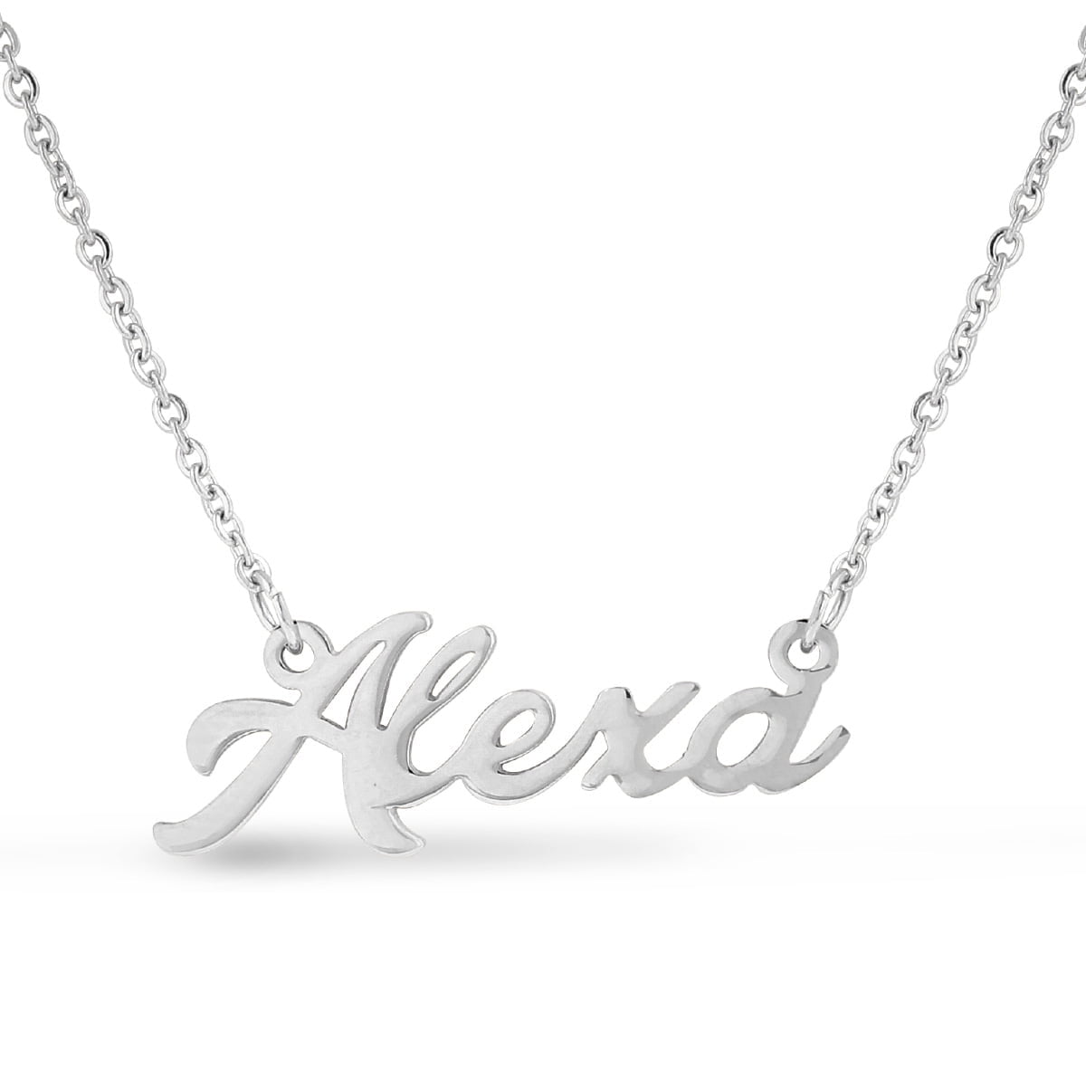 SuperJeweler Alexa Nameplate Necklace in Silver, 16 inches All Names ...