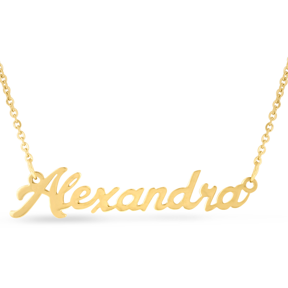 SuperJeweler Alexandra Nameplate Necklace in Gold, 16 Inches All Names ...