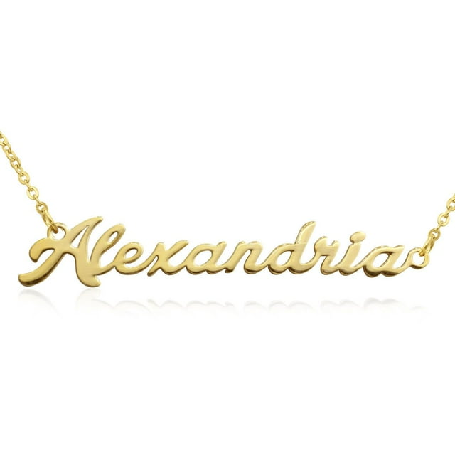 SuperJeweler Alexandria Nameplate Necklace in Gold, 16 inches All Names ...