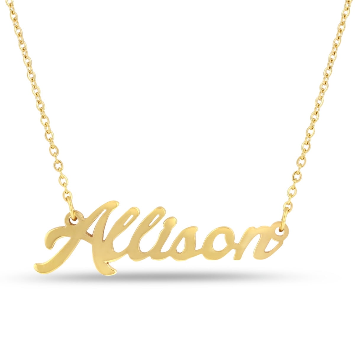SuperJeweler Allison Nameplate Necklace in Gold 16 inches All Names ...