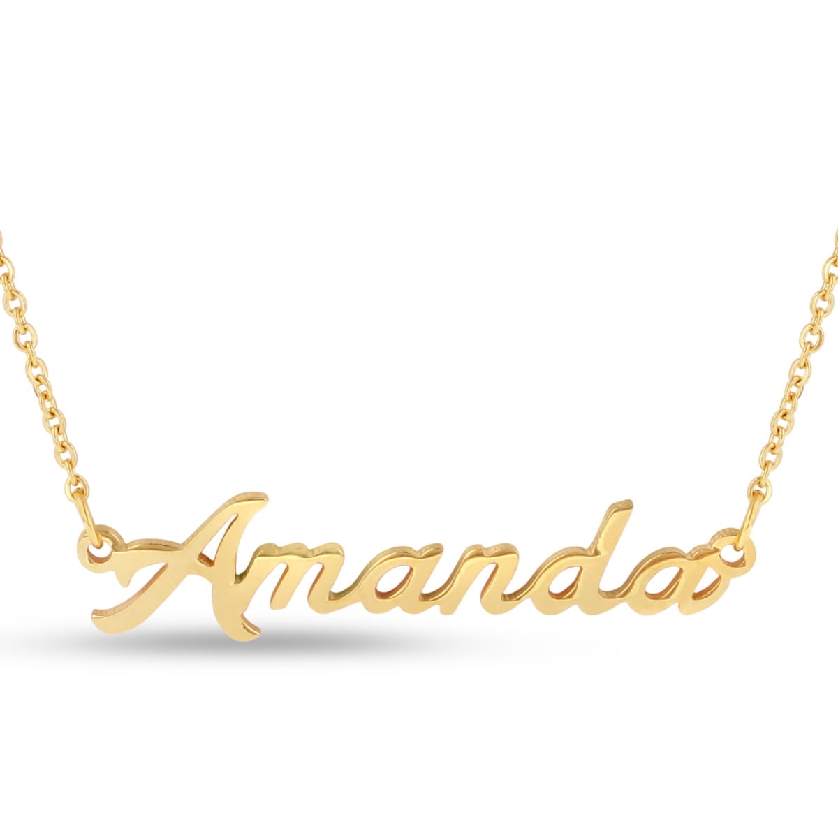 SuperJeweler Amanda Nameplate Necklace in Gold 16 inches All Names ...