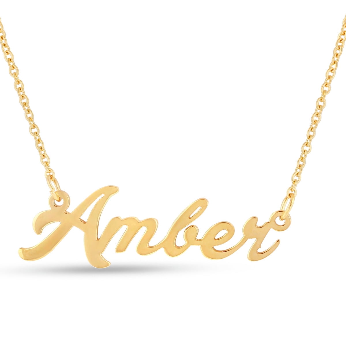 SuperJeweler Amber Nameplate Necklace in Gold 16 inches All Names ...