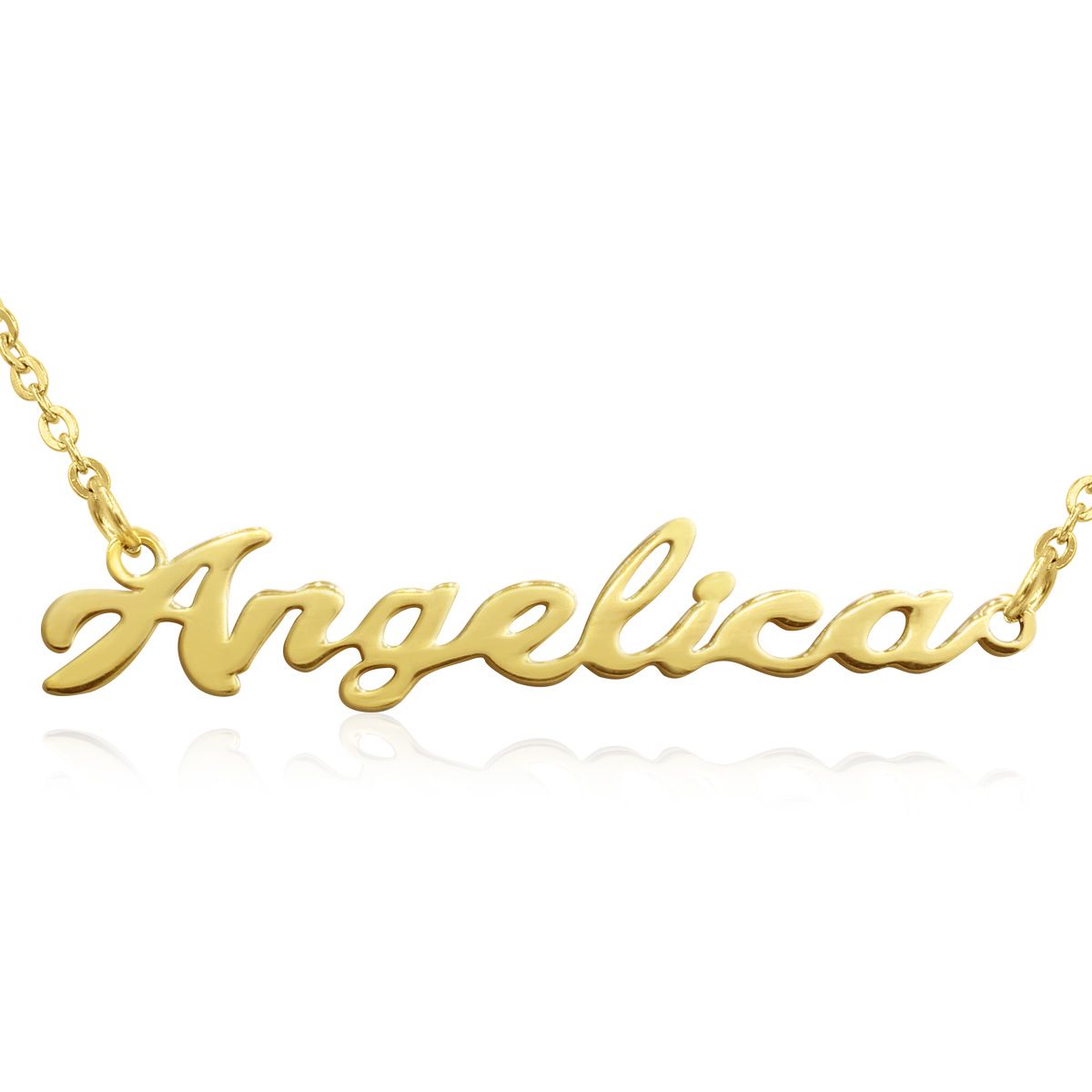 SuperJeweler Angelica Nameplate Necklace in Gold, 16 inches All Names ...