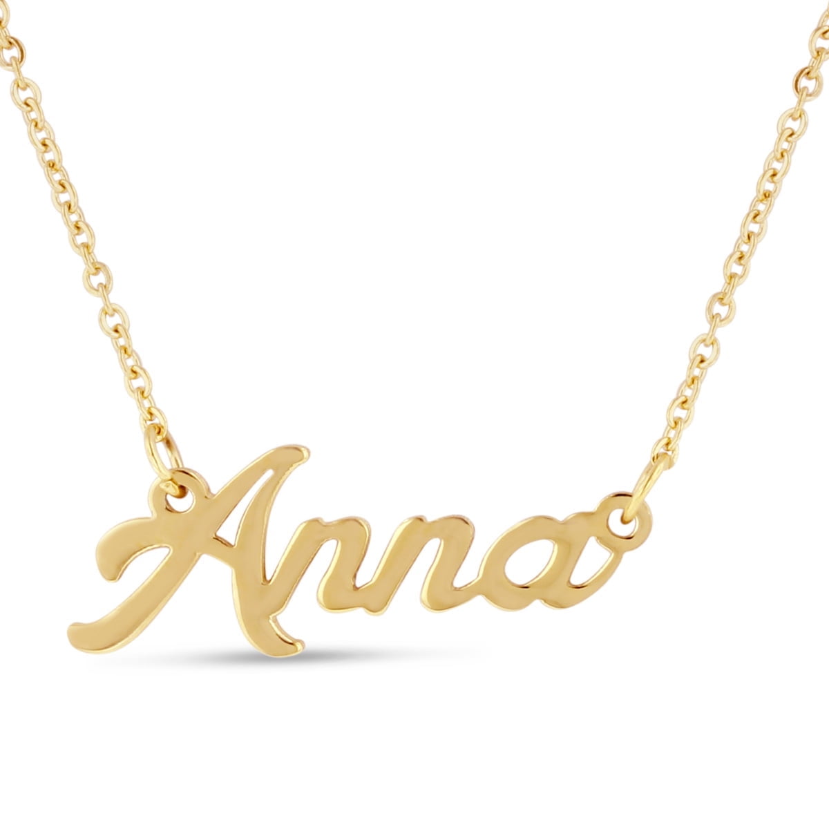 SuperJeweler Personalized Anna Nameplate Necklace, 18K Gold Plated, 16 ...