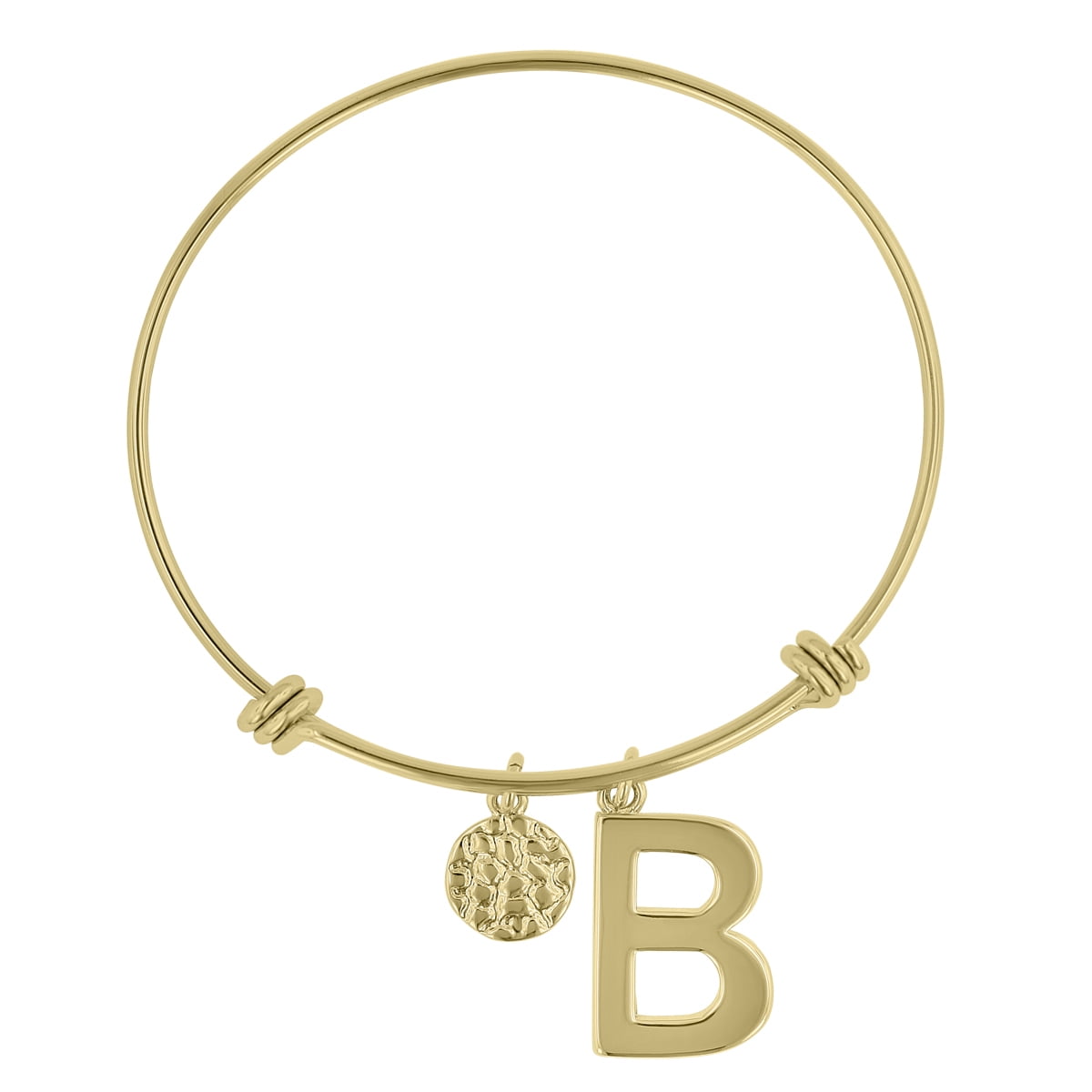 SuperJeweler B Initial Expandable Wire Bangle Bracelet In Yellow Gold ...