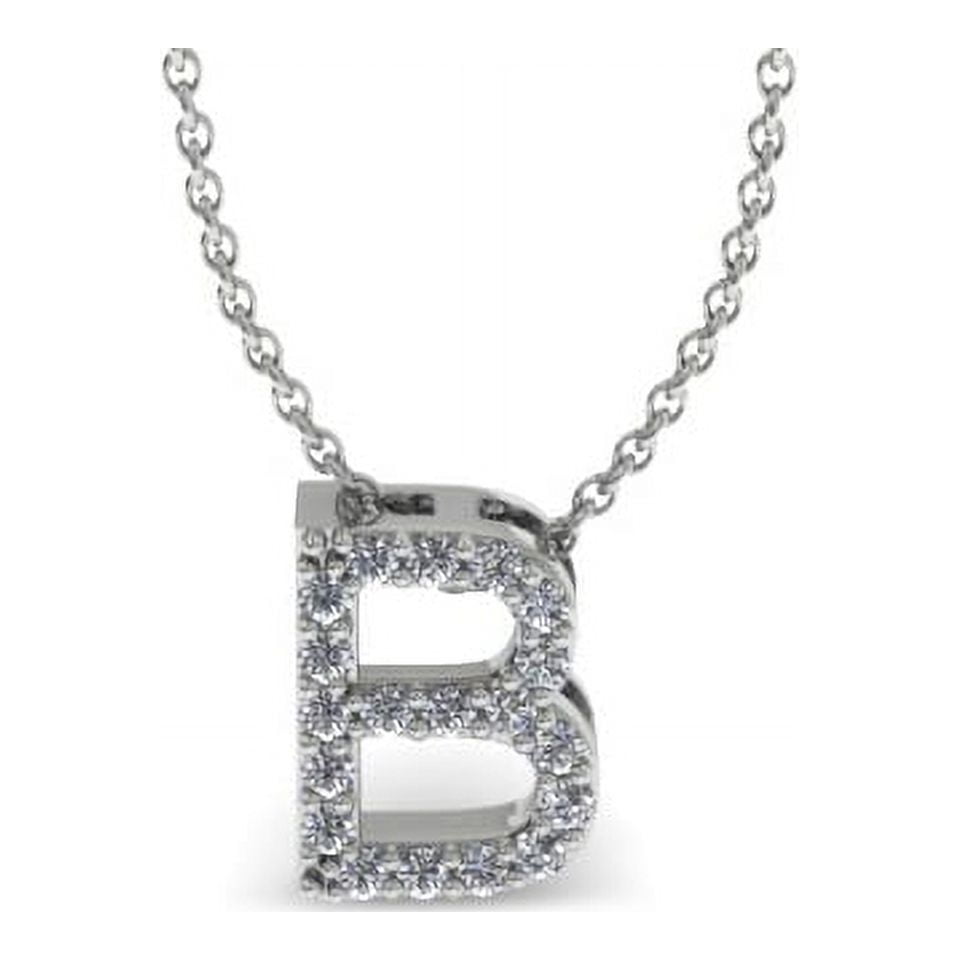 SuperJeweler B Initial Necklace In 14 Karat White Gold With 19 Diamonds ...