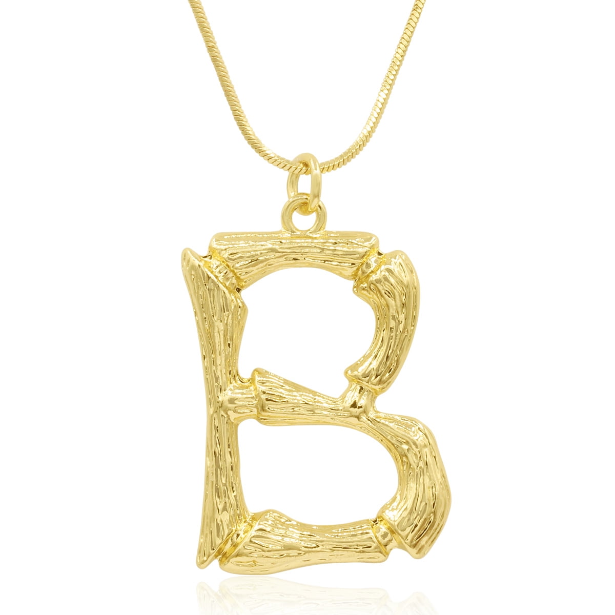 SuperJeweler B Initial Necklace In Gold, Bamboo Style, All Letters ...