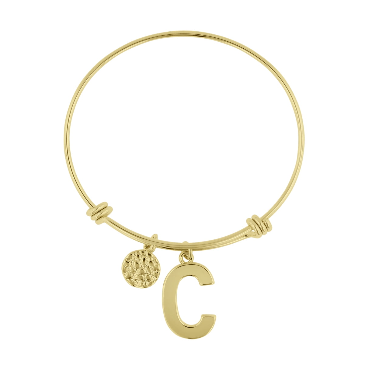 SuperJeweler C Initial Expandable Wire Bangle Bracelet In Yellow Gold ...