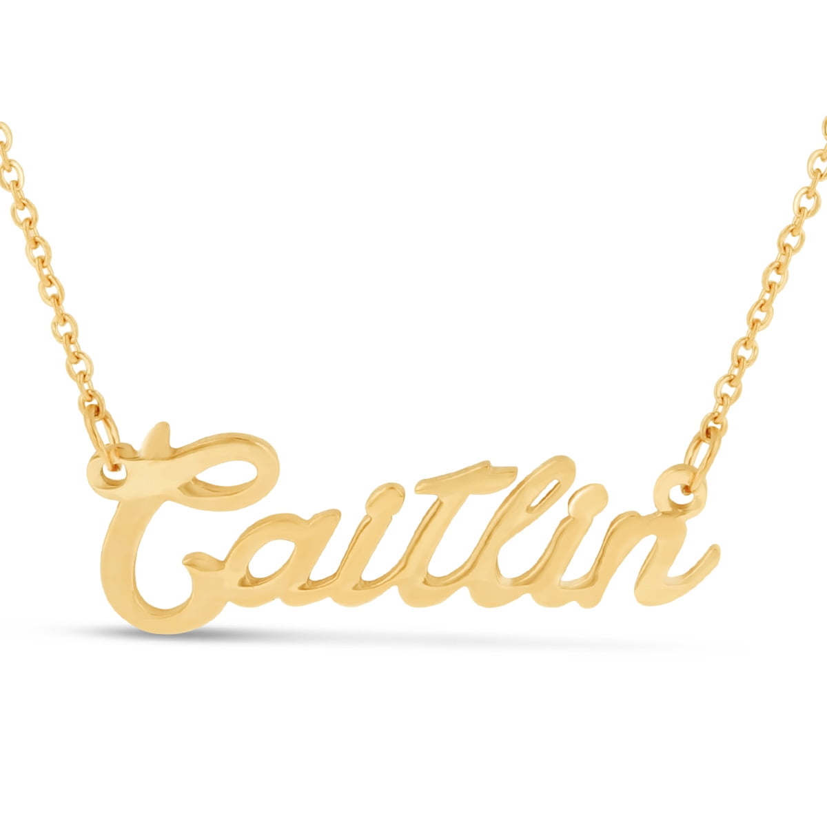 SuperJeweler Caitlin Nameplate Necklace in Gold, 16 inches All Names ...
