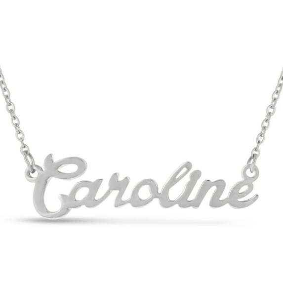 SuperJeweler Caroline Nameplate Necklace in Silver 16 inches All Names ...