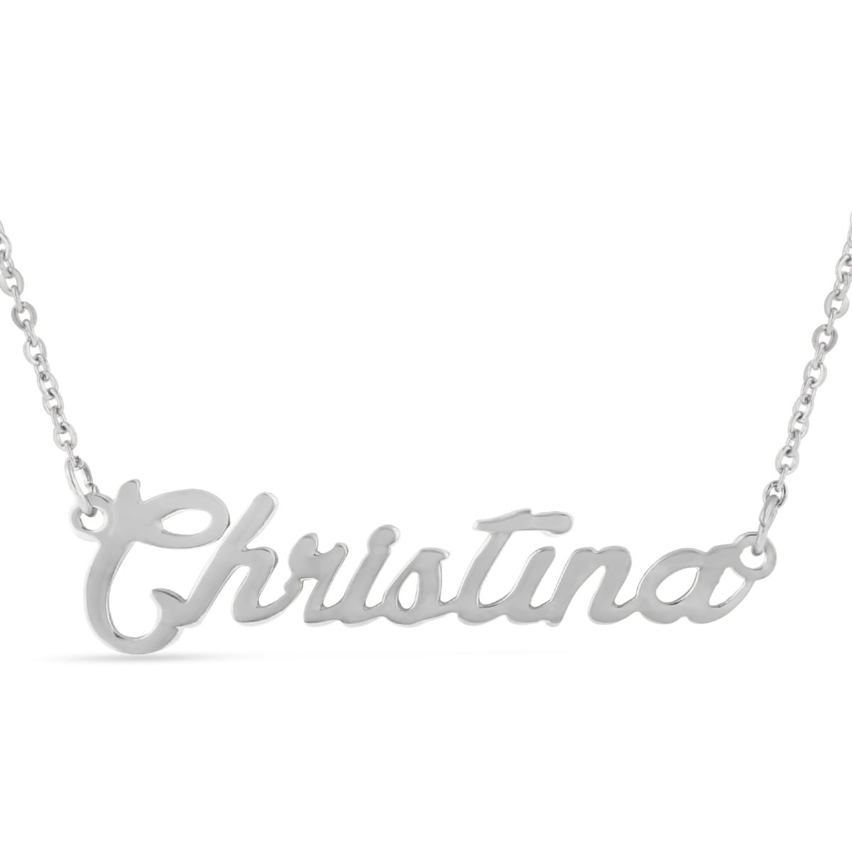 SuperJeweler Christina Nameplate Necklace in Silver, 16 inches All ...