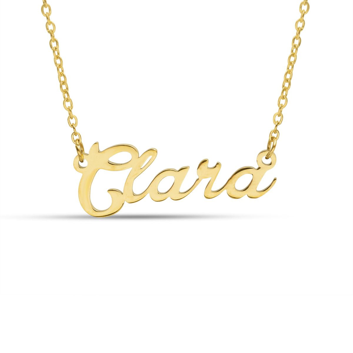 SuperJeweler Clara Nameplate Necklace in Gold, 16 inches All Names ...