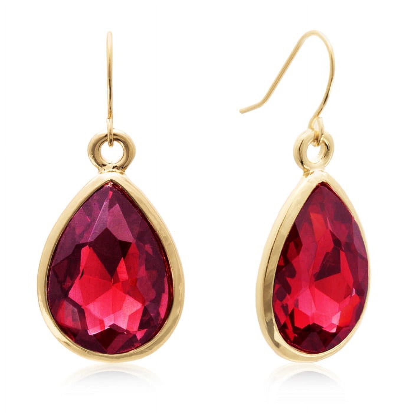 SuperJeweler Crystal Earrings, Pear Shape 18 Carat Ruby In Gold For ...