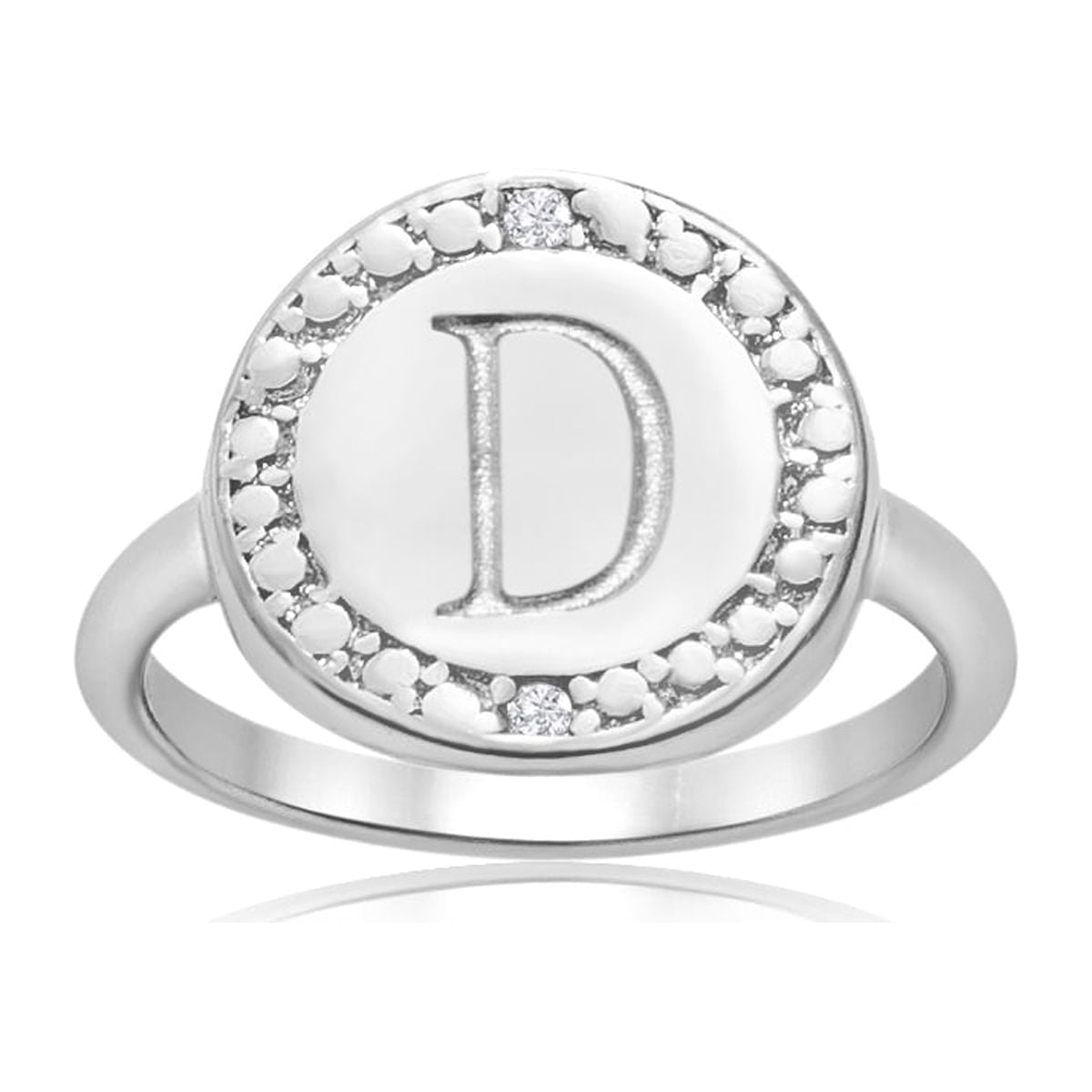 SuperJeweler D Initial Diamond Ring In Sterling Silver For Women ...