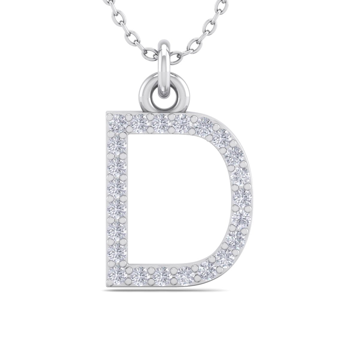 SuperJeweler D Initial Necklace in 14 Karat White Gold With 23 Diamonds ...
