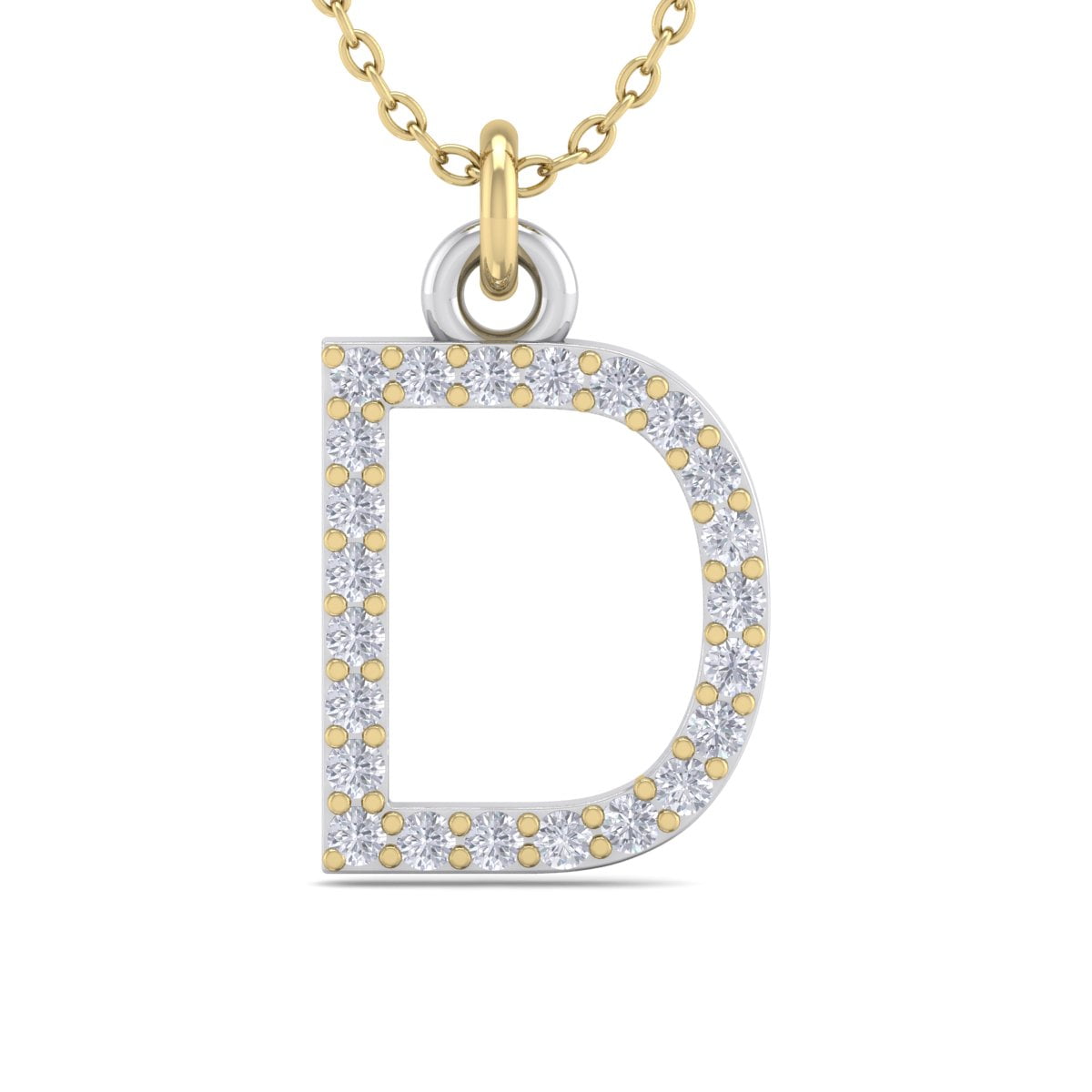SuperJeweler D Initial Necklace in 14 Karat Yellow Gold With 23 ...