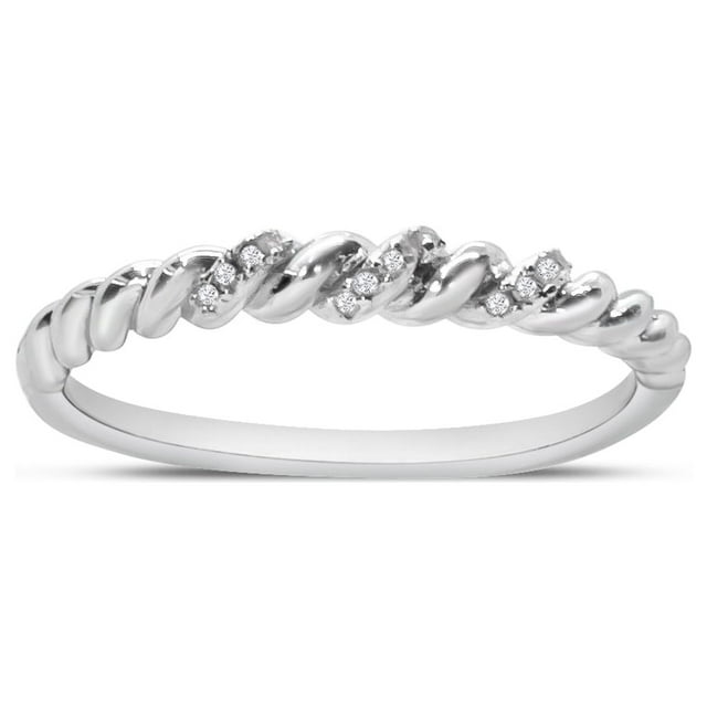 SuperJeweler Dainty Diamond Accent Band Ring In Sterling Silver For ...