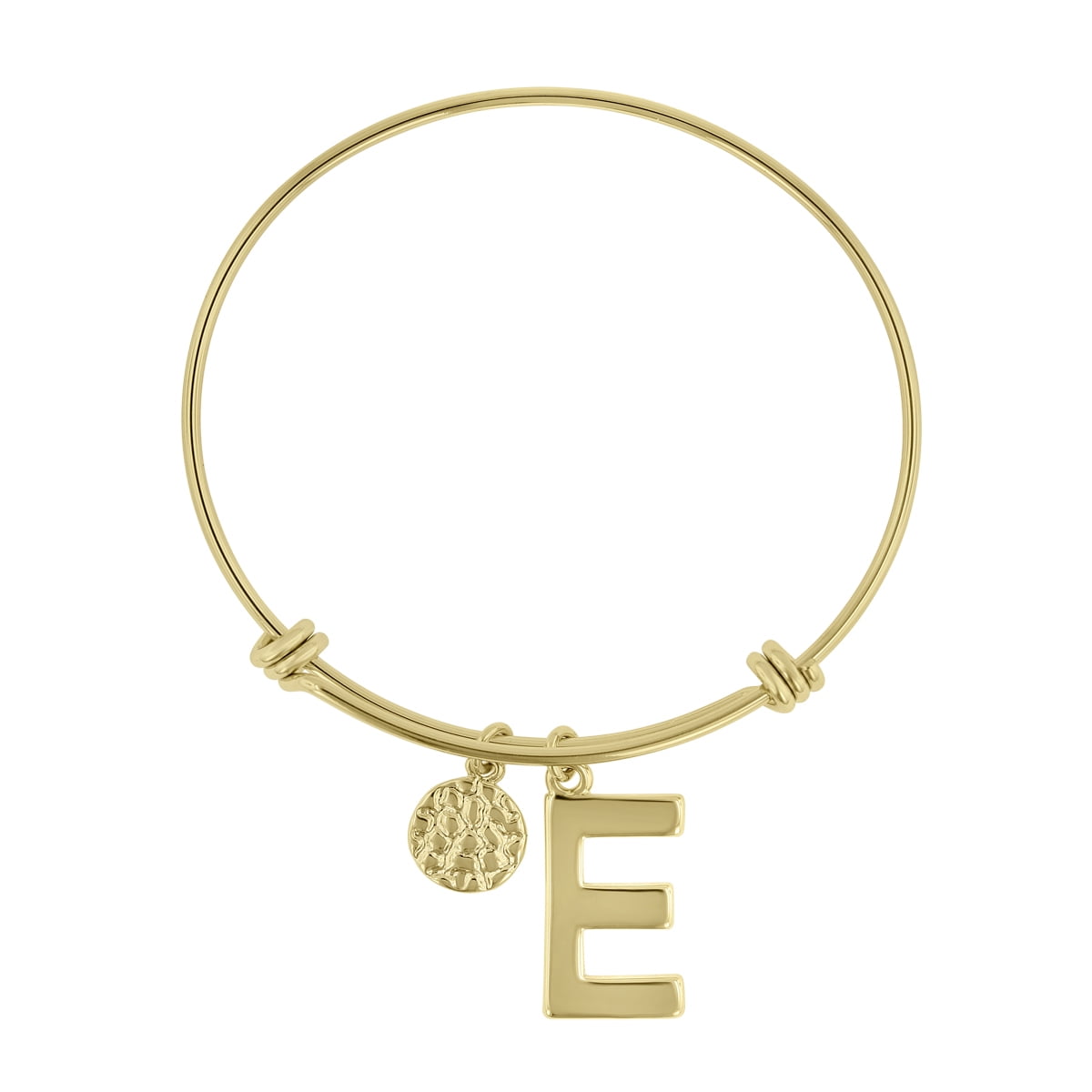SuperJeweler E Initial Expandable Wire Bangle Bracelet In Yellow Gold ...