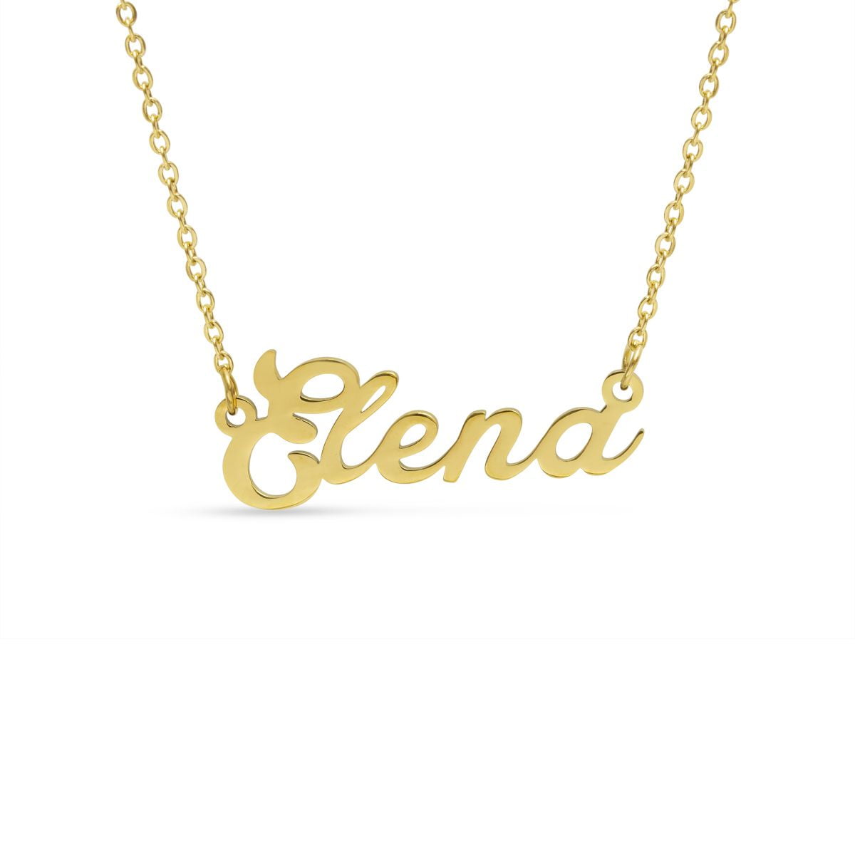SuperJeweler Elena Nameplate Necklace in Gold, 16 inches All Names ...
