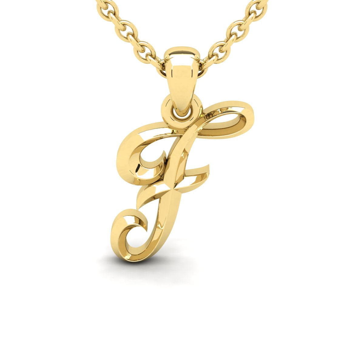 SuperJeweler F Initial Necklace In Heavy 14 Karat Yellow Gold With Free ...