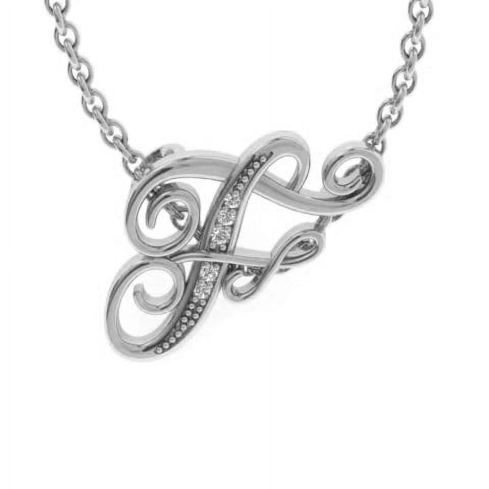 SuperJeweler F Initial Necklace in White Gold With 5 Diamonds, Serif ...