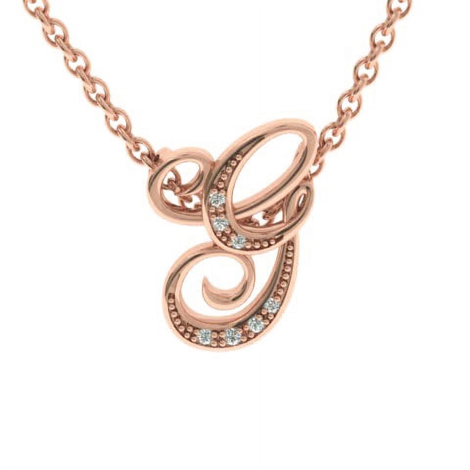 SuperJeweler G Initial Pendant Necklace, 10K Rose Gold, 7 Diamonds, 18 Inch Chain, Women ...
