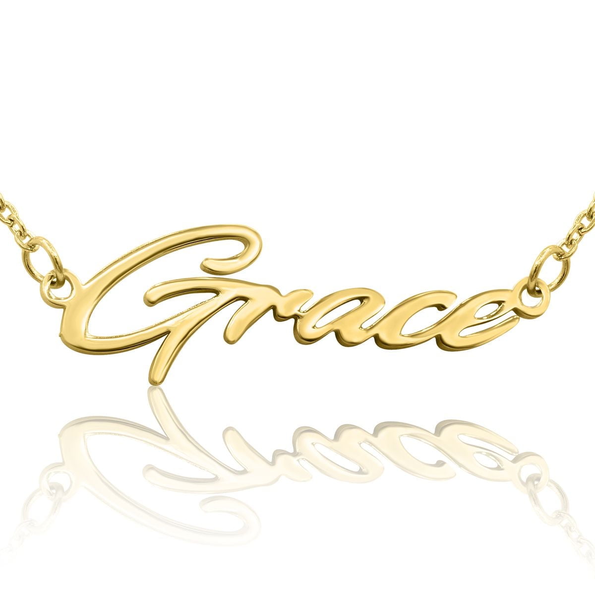SuperJeweler Grace Nameplate Necklace in Gold, 16 inches All Names ...