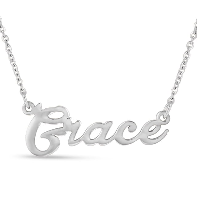 SuperJeweler Grace Nameplate Necklace in Silver 16 inches All Names ...