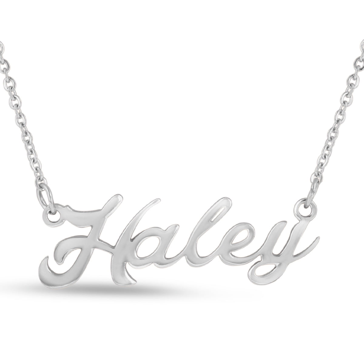 SuperJeweler Haley Nameplate Necklace in Silver, 16 inches All Names ...