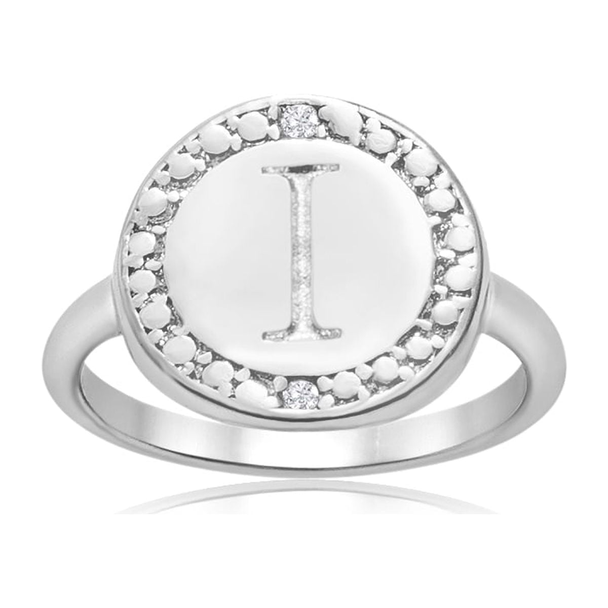 SuperJeweler I Initial Diamond Ring in Sterling Silver for Women ...