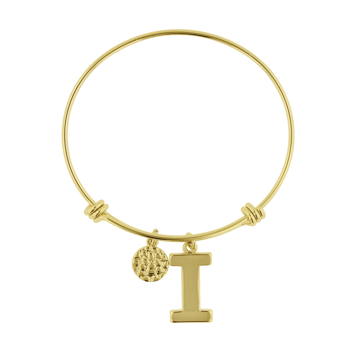 SuperJeweler I Initial Expandable Wire Bangle Bracelet In Yellow Gold ...
