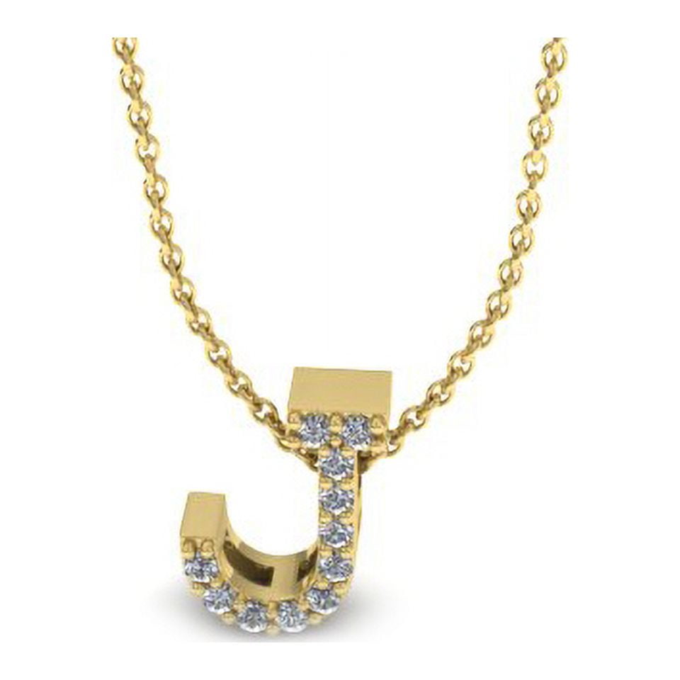 SuperJeweler J Initial Necklace In 14 Karat Yellow Gold With 11 ...