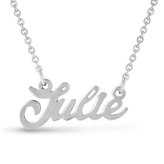 SuperJeweler Julie Nameplate Necklace in Silver 16 inches All Names ...