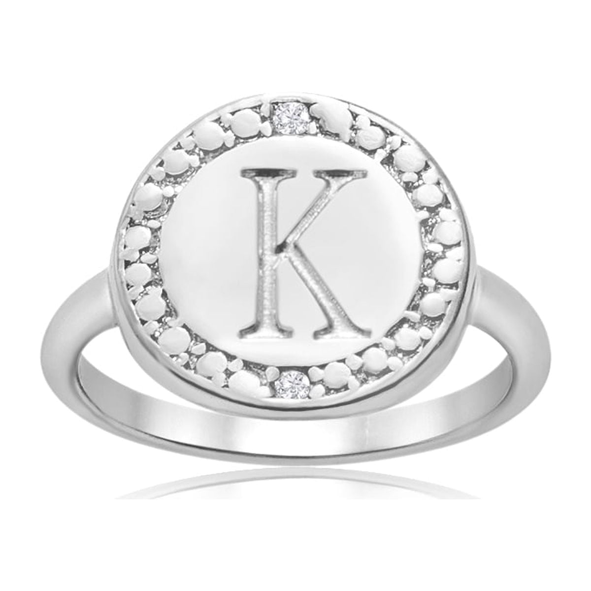 SuperJeweler K Initial Diamond Ring In Sterling Silver For Women ...