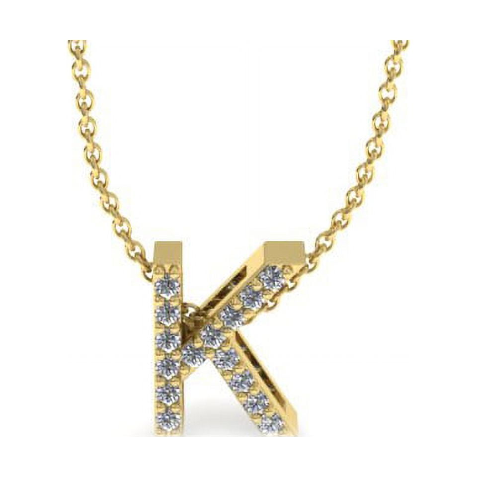 SuperJeweler K Initial Necklace In 14 Karat Yellow Gold With 15 ...