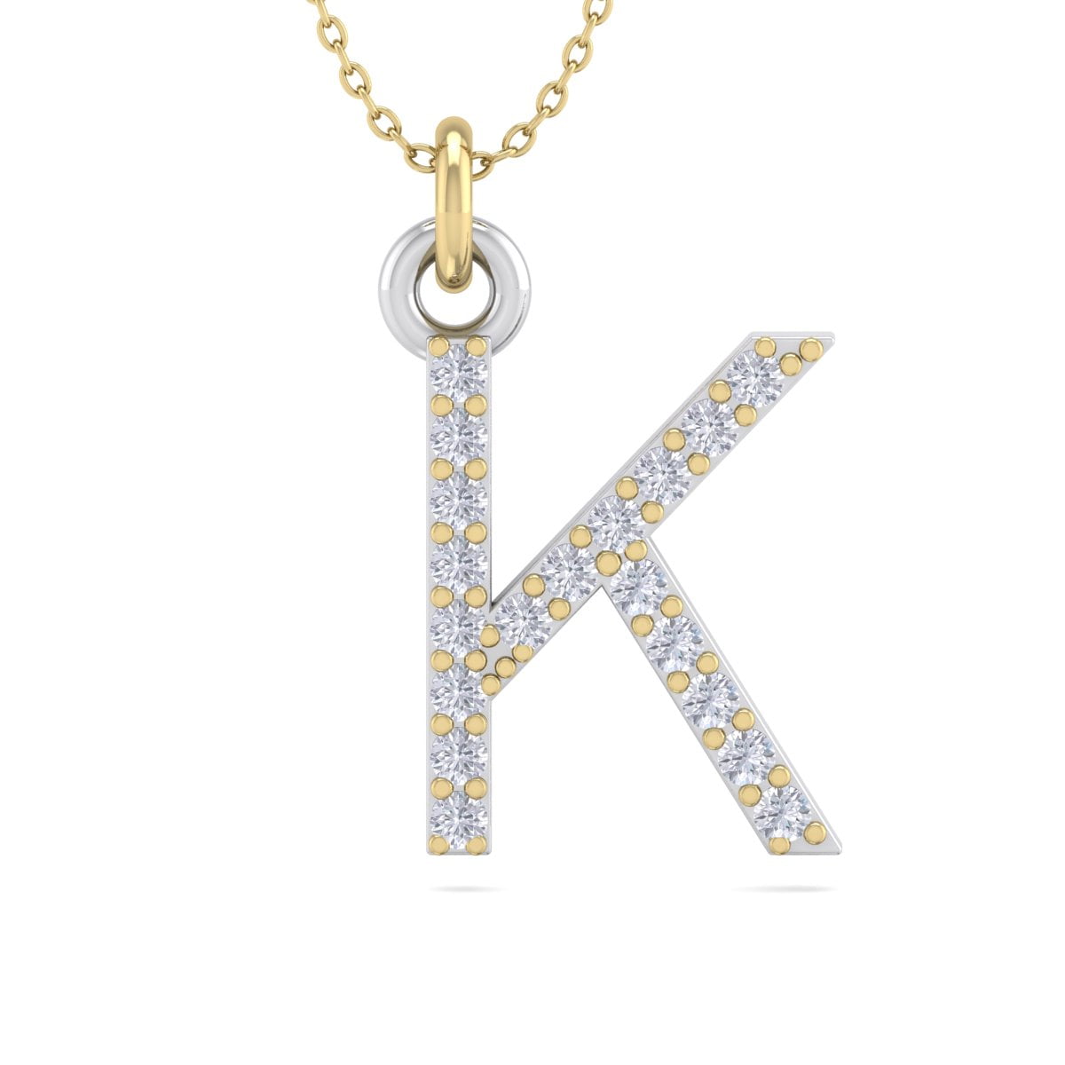 SuperJeweler K Initial Necklace In 14 Karat Yellow Gold With 19 ...
